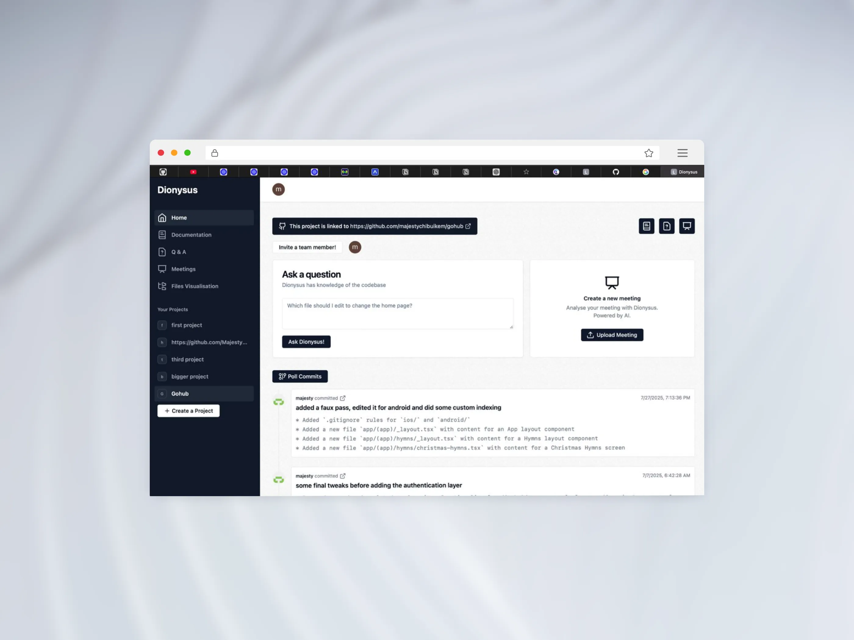 Dionysus - AI-Powered Developer Collaboration Platform | Temnix Project